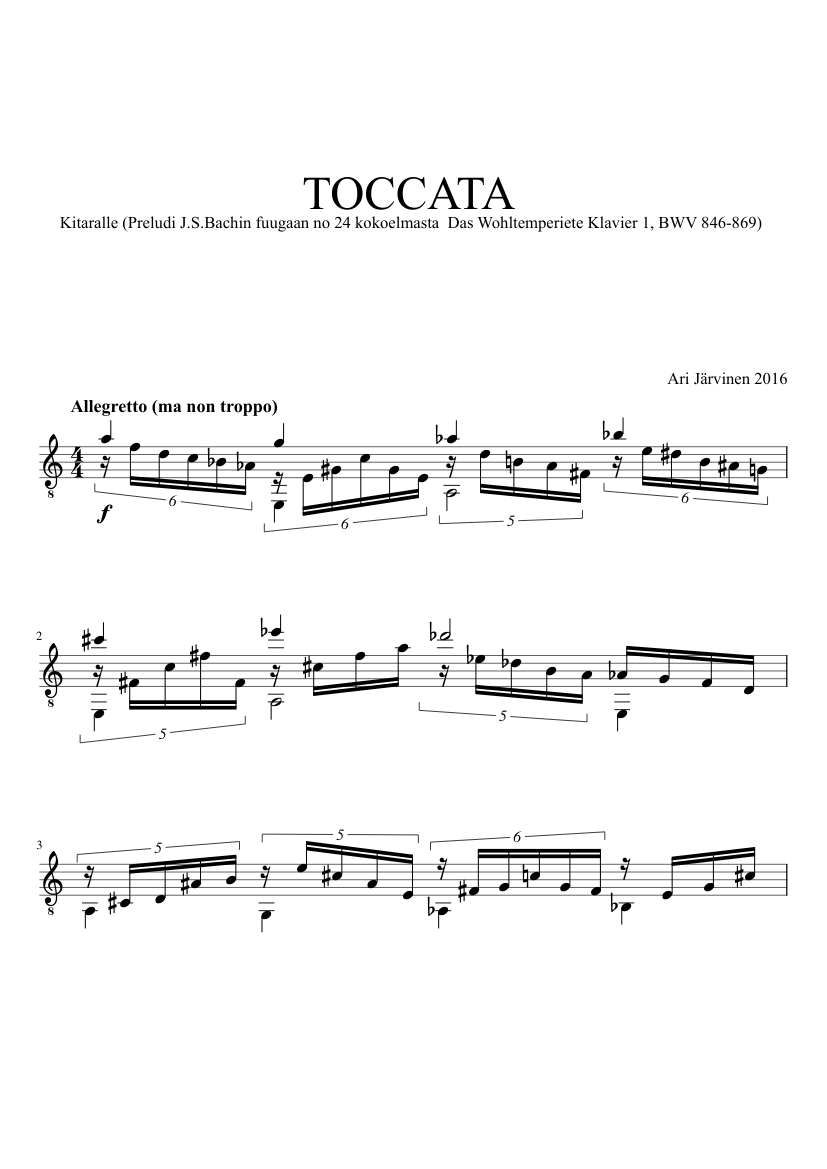 TOCCATA 1 Sheet music for Guitar (Solo) | Musescore.com