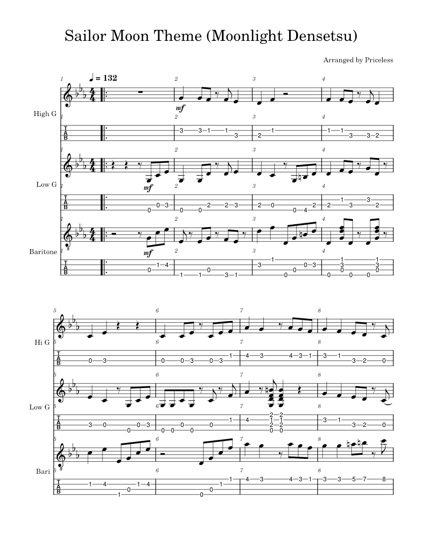 Sailor moon theme – Misc Cartoons Sailor Moon Ukulele orchestra Sheet ...