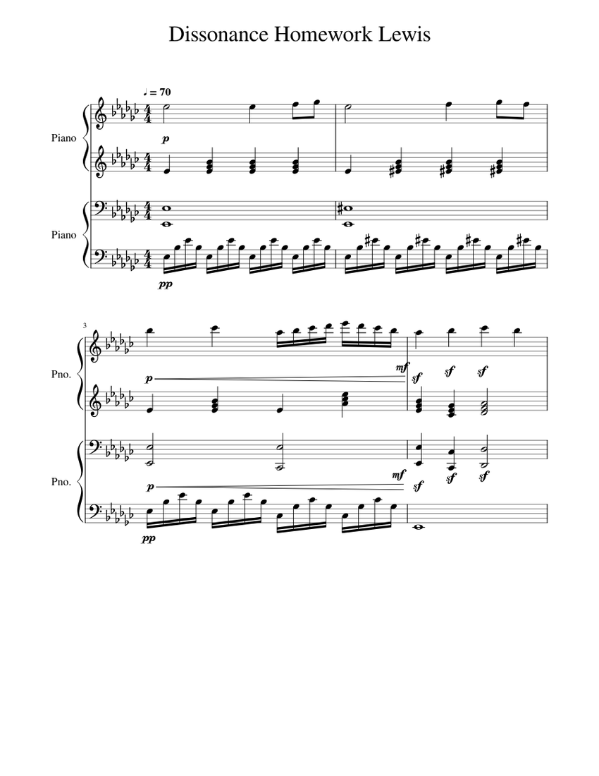 Dissonance Homework Lewis Sheet music for Piano (Piano Duo) | Musescore.com