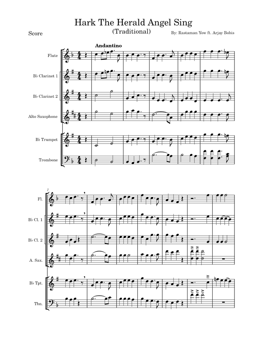 Hark the herald Angel sing Church band ensemble Sheet music for ...