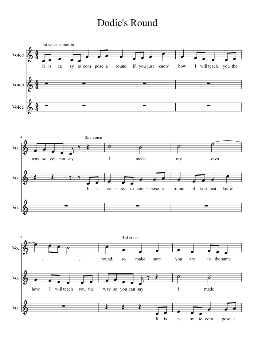 Dodie's Round Sheet music for Voice (other) (Choral) | Musescore.com