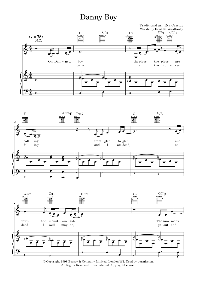 Play Official version of Danny Boy Sheet Music by Frederic Edward ...