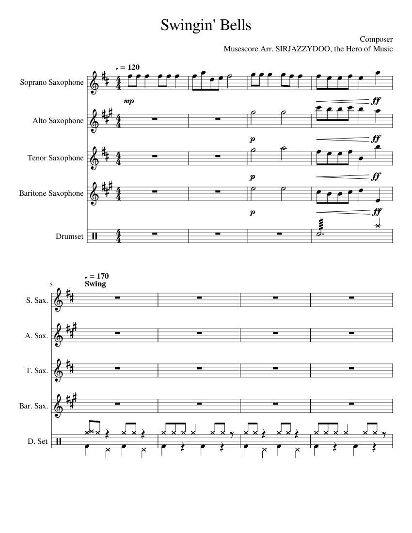 Swingin' Bells Sheet music for Saxophone alto, Saxophone tenor ...