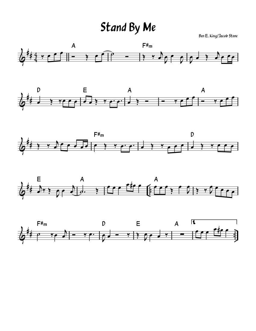 Stand by me – Ben E. King Sheet Music with Chords for Piano (Solo) Easy ...
