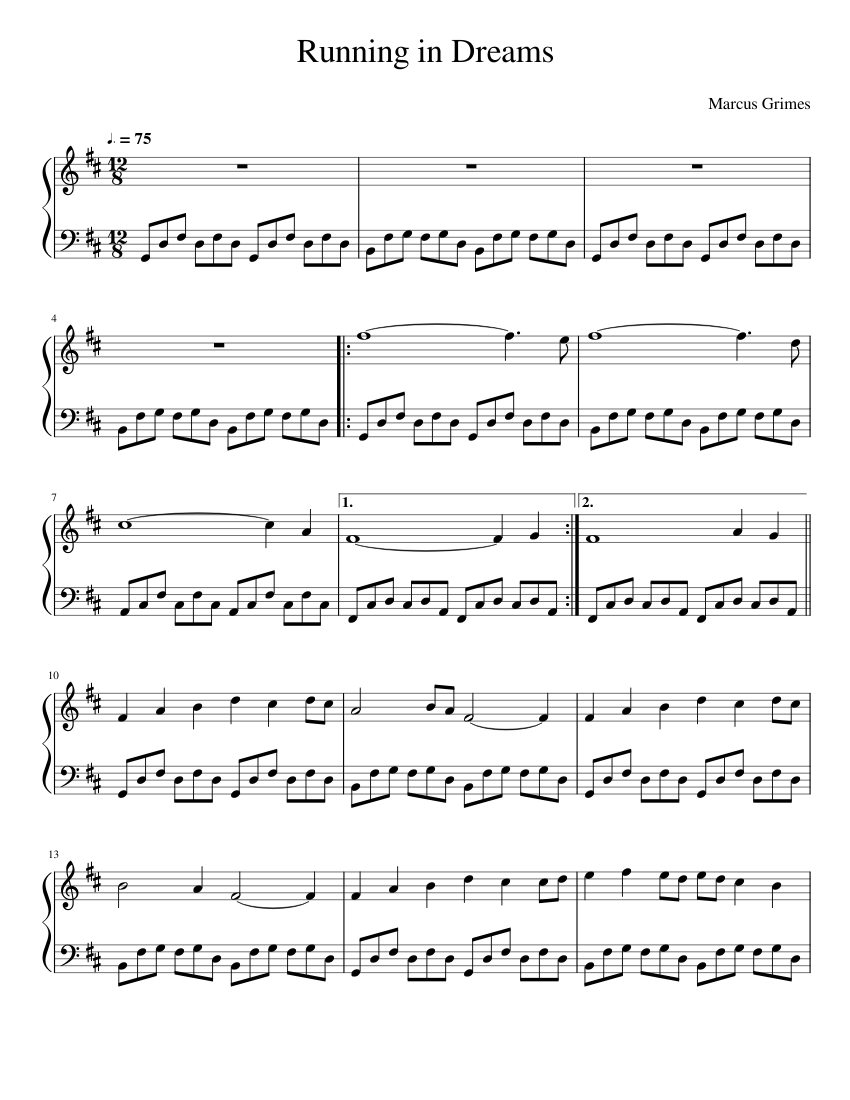 Running in Dreams Sheet music for Piano (Solo) Easy | Musescore.com