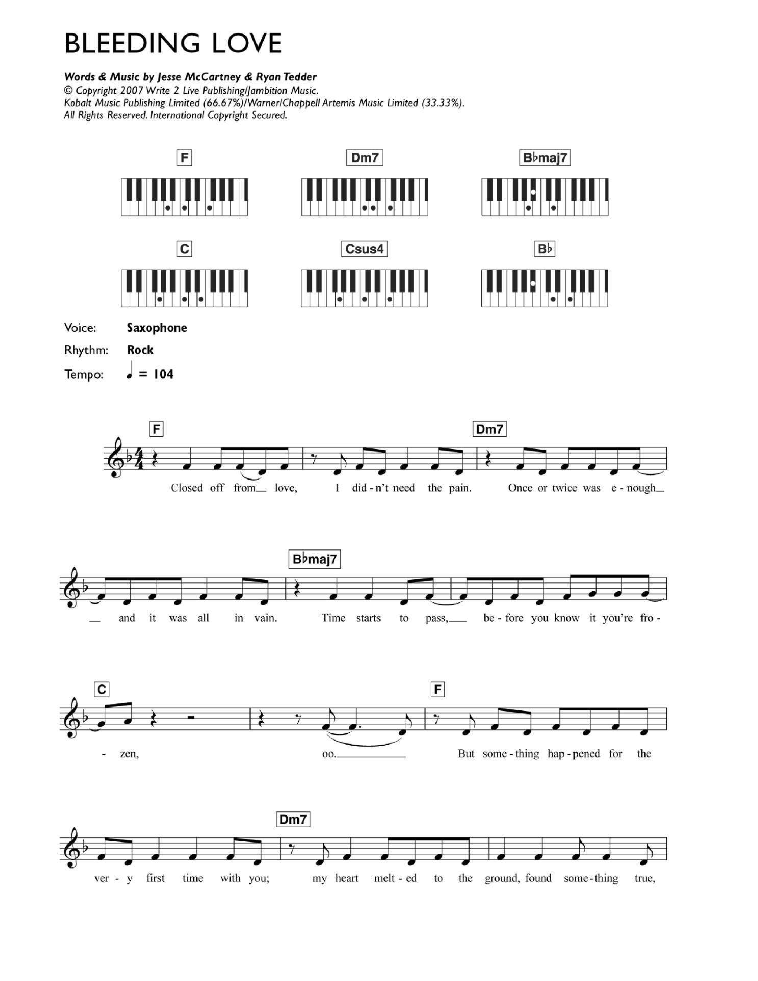 bleeding love Sheet music for Vocals by Leona Lewis Official ...