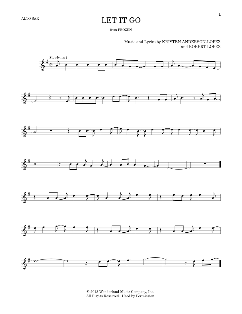 let it go Sheet music for Saxophone alto by Idina Menzel Official ...