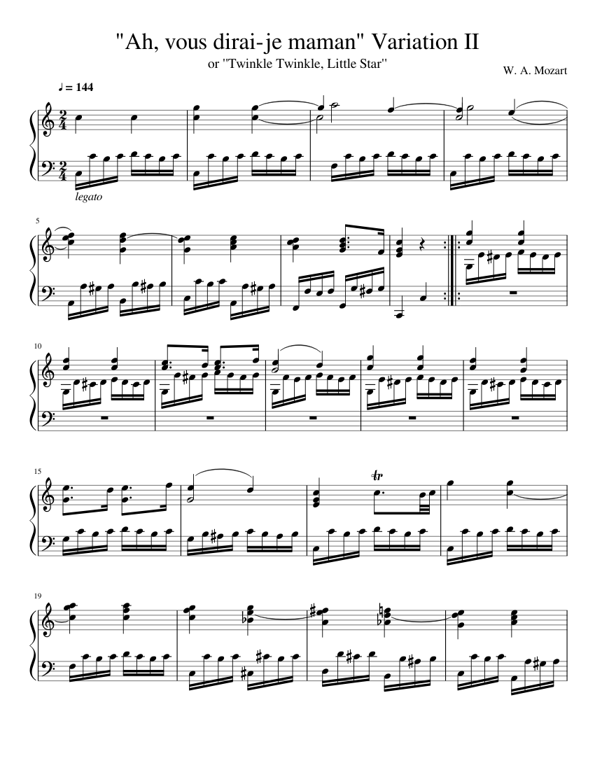 "Ah, vous dirai-je maman" Variation II Sheet music for Piano (Solo ...