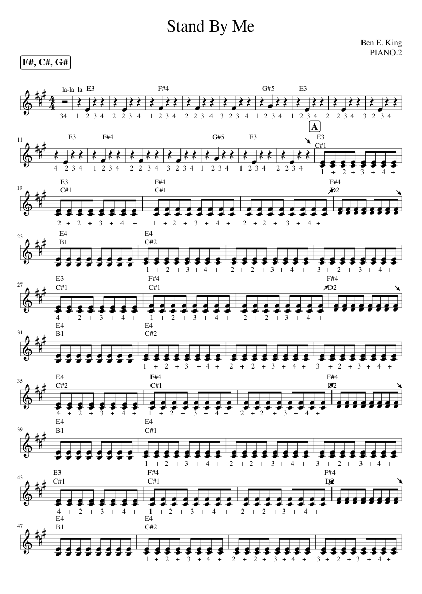 Stand by me – Ben E. King PIANO.2 Sheet Music for Guitar (Mixed ...