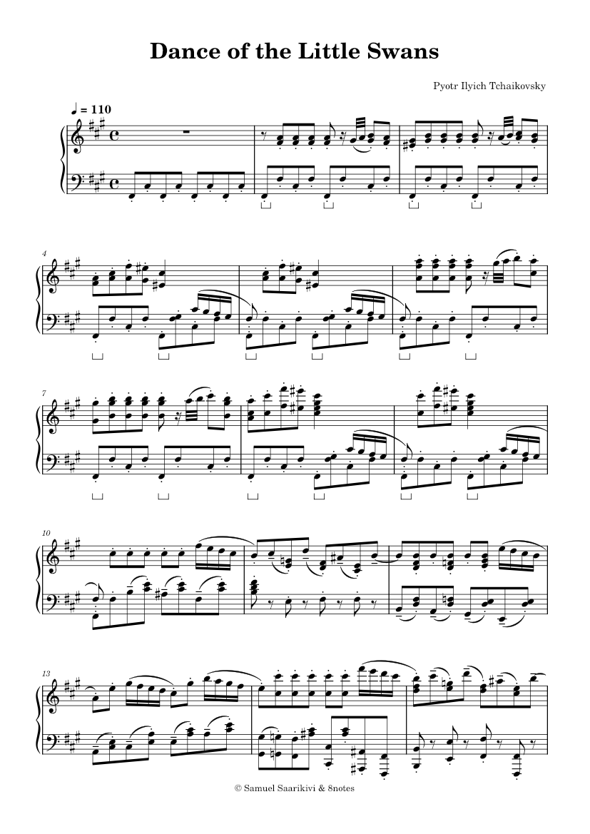 Dance of the Little Swans - Pyotr Ilyich Tchaikovsky Sheet music for Piano (Solo) | Musescore.com