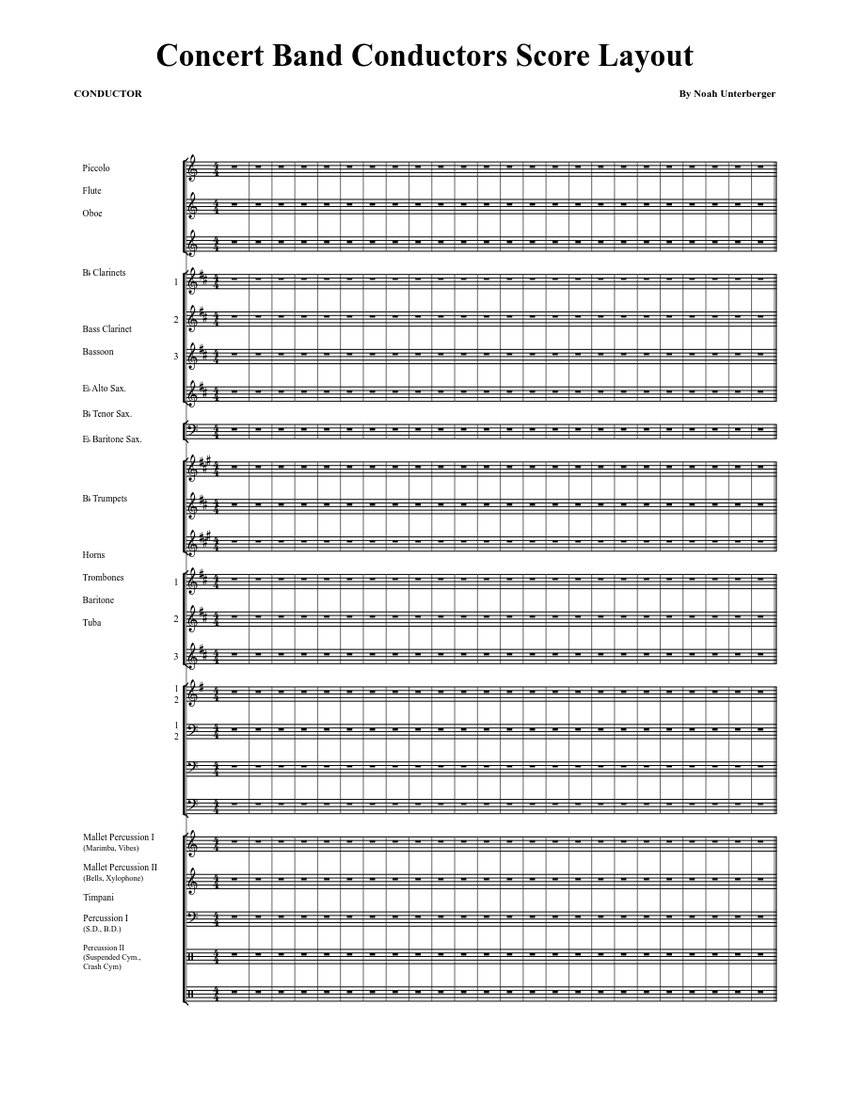 Concert Band Conductors Score Layout Sheet music for Trombone, Cornet ...