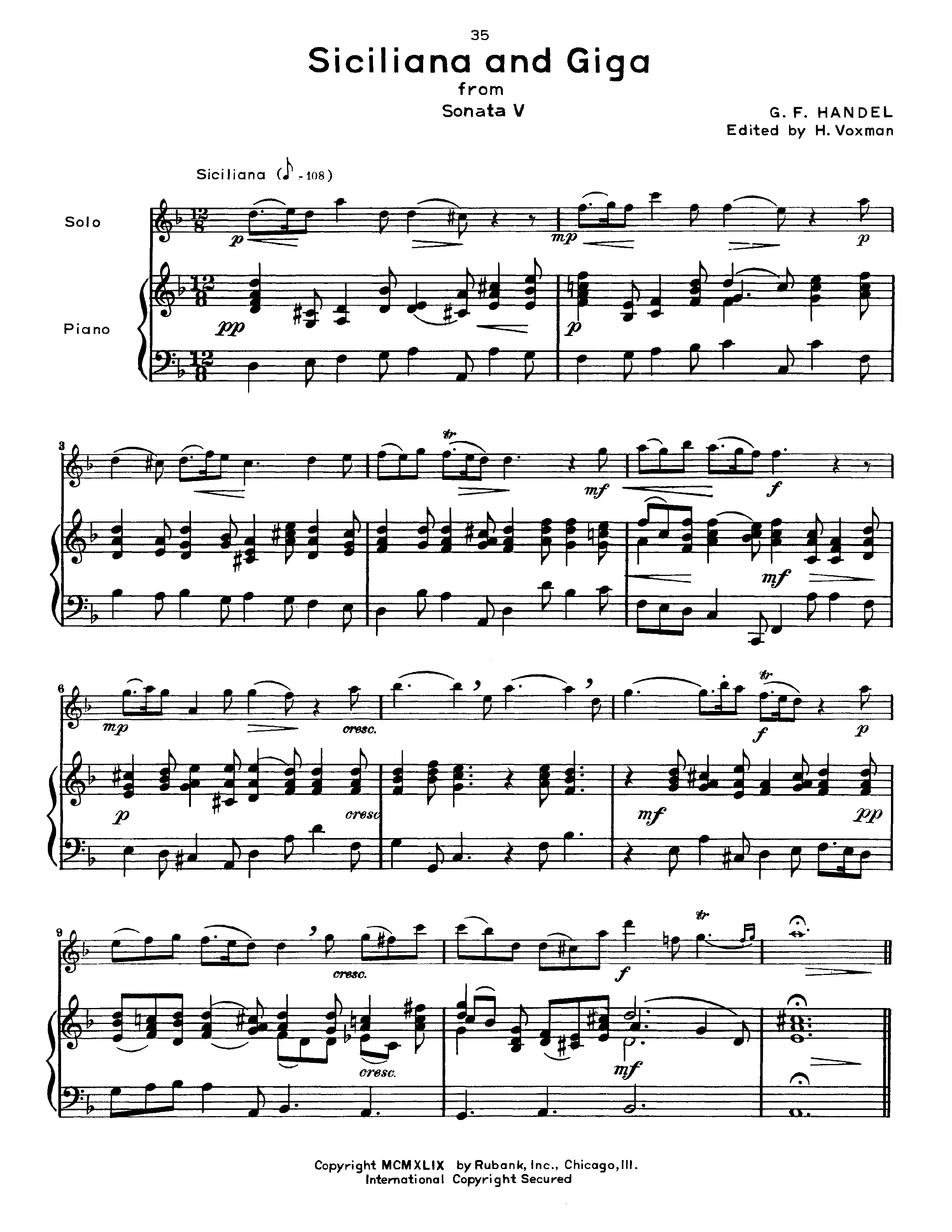 Play Official version of Siciliana And Giga Sheet Music by Georg ...