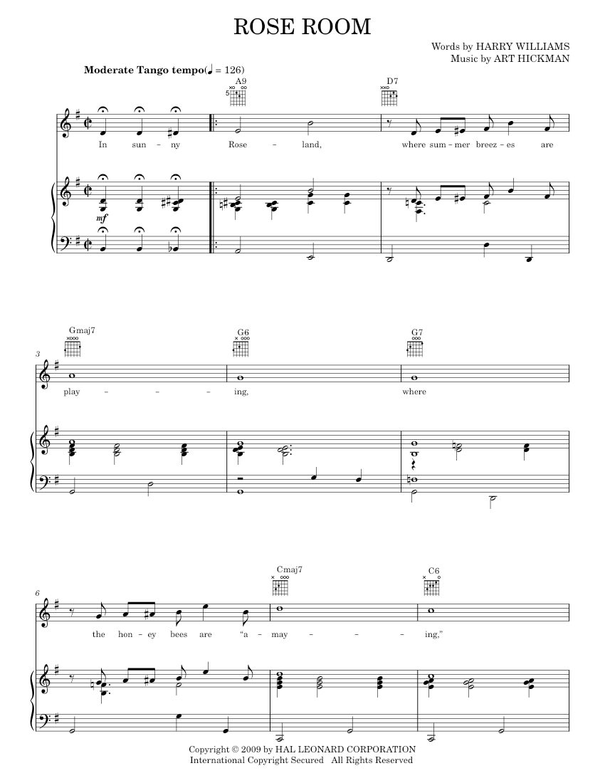 Play Official version of Rose Room sheet music by Benny Goodman, Louis ...