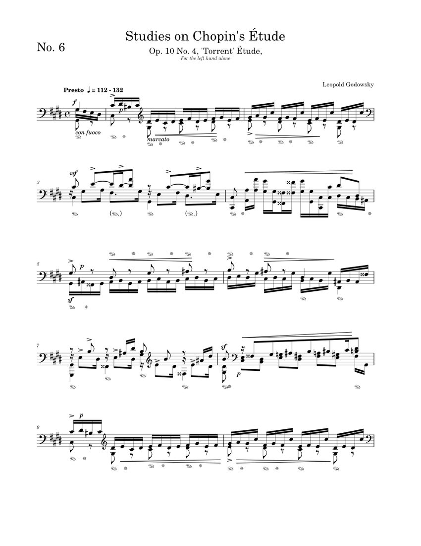 Study No. 6 on Chopin's Étude (Op. 10 No. 4) – Leopold Godowsky Sheet music for Piano (Solo ...