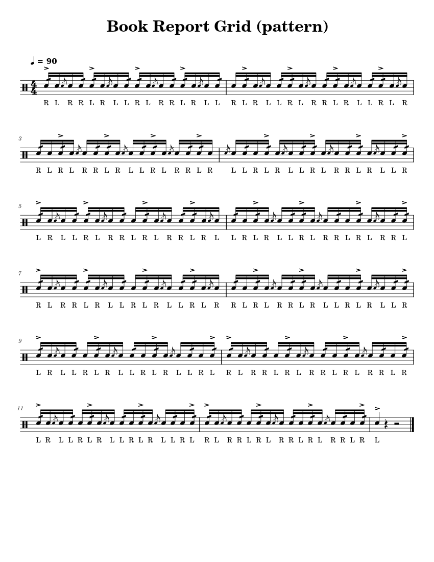 Book Report Grid Sheet music for Snare drum (Solo) | Musescore.com