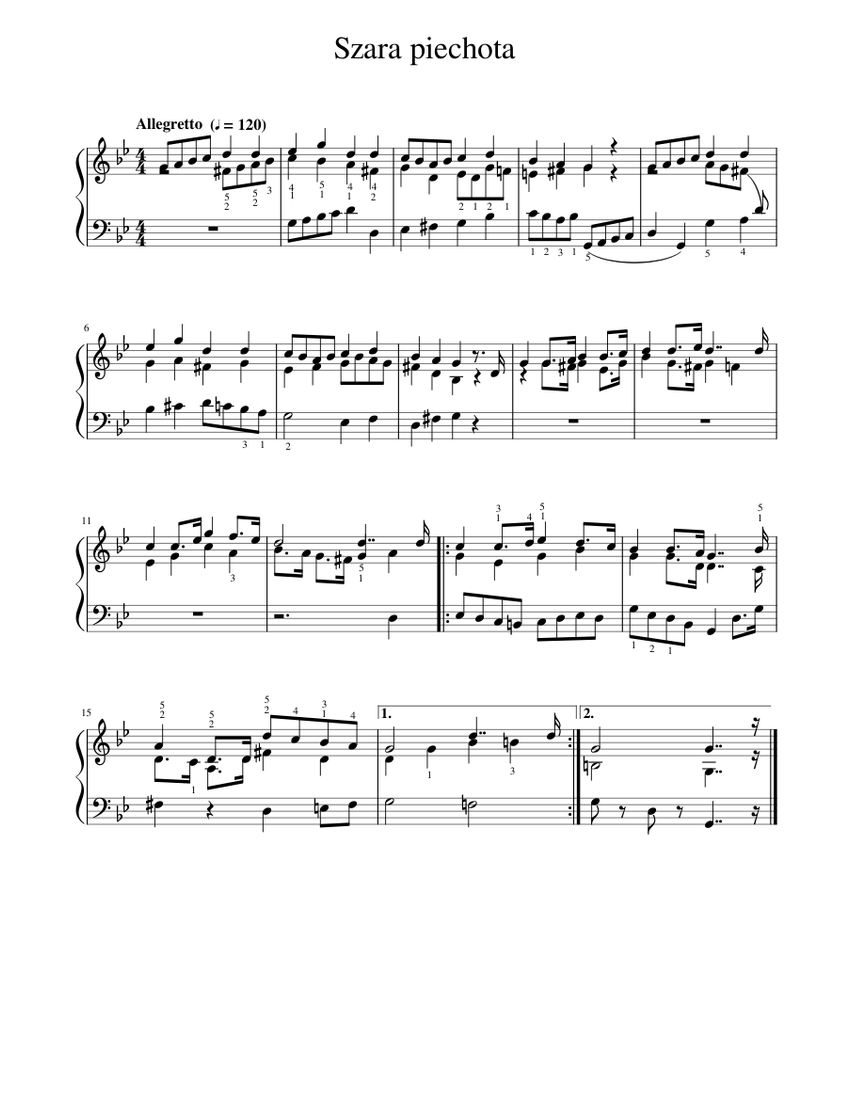 Szara piechota Sheet music for Piano (Solo) | Musescore.com