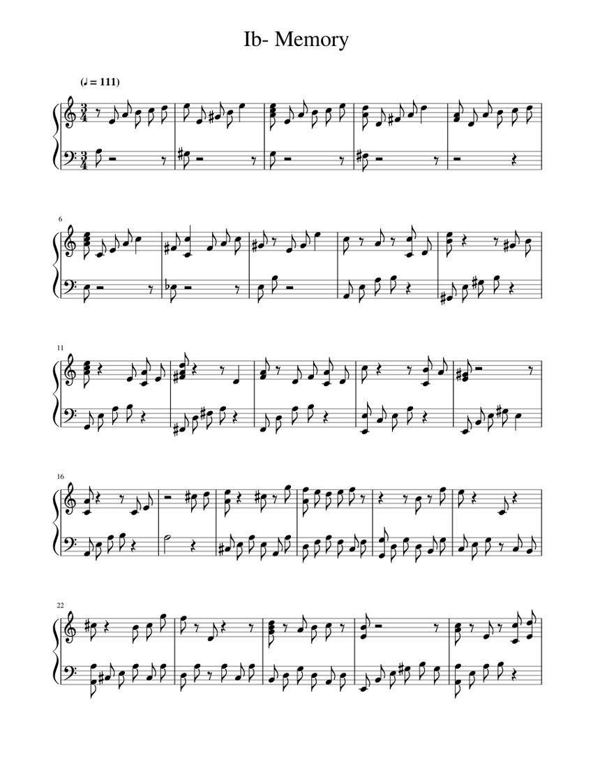 Ib Memory Sheet music for Piano (Solo) | Musescore.com