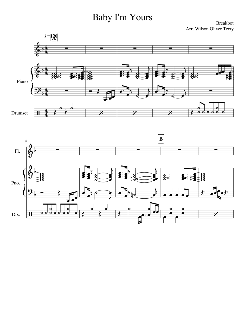 Baby Im Yours Sheet music for Piano, Flute, Drum group (Mixed Trio) | Musescore.com