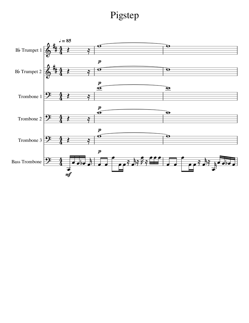Pigstep unfinished Sheet music for Trombone, Trumpet in b-flat (Brass ...