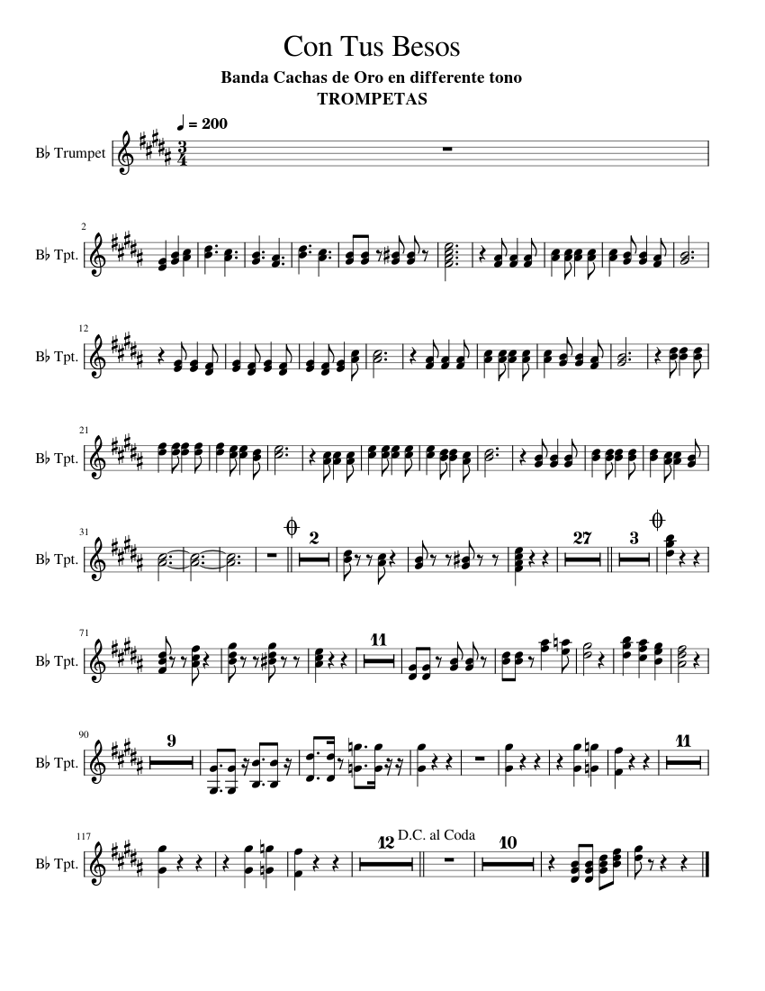 Con Tus Besos – Eslabon Armado Sheet music for Trumpet in b-flat (Mixed ...