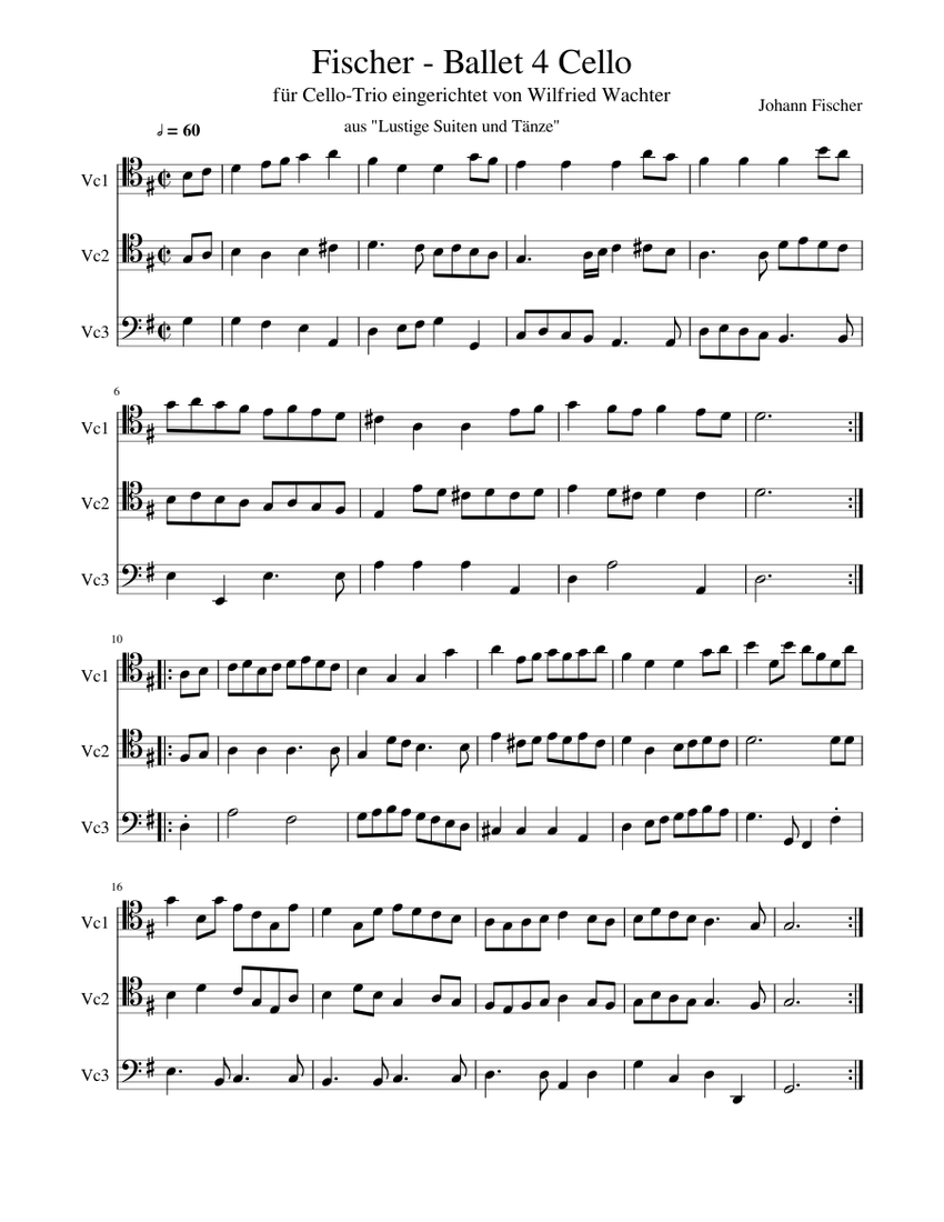 Fischer - Ballet 4 Cello Sheet music for Cello (Mixed Trio) | Musescore.com