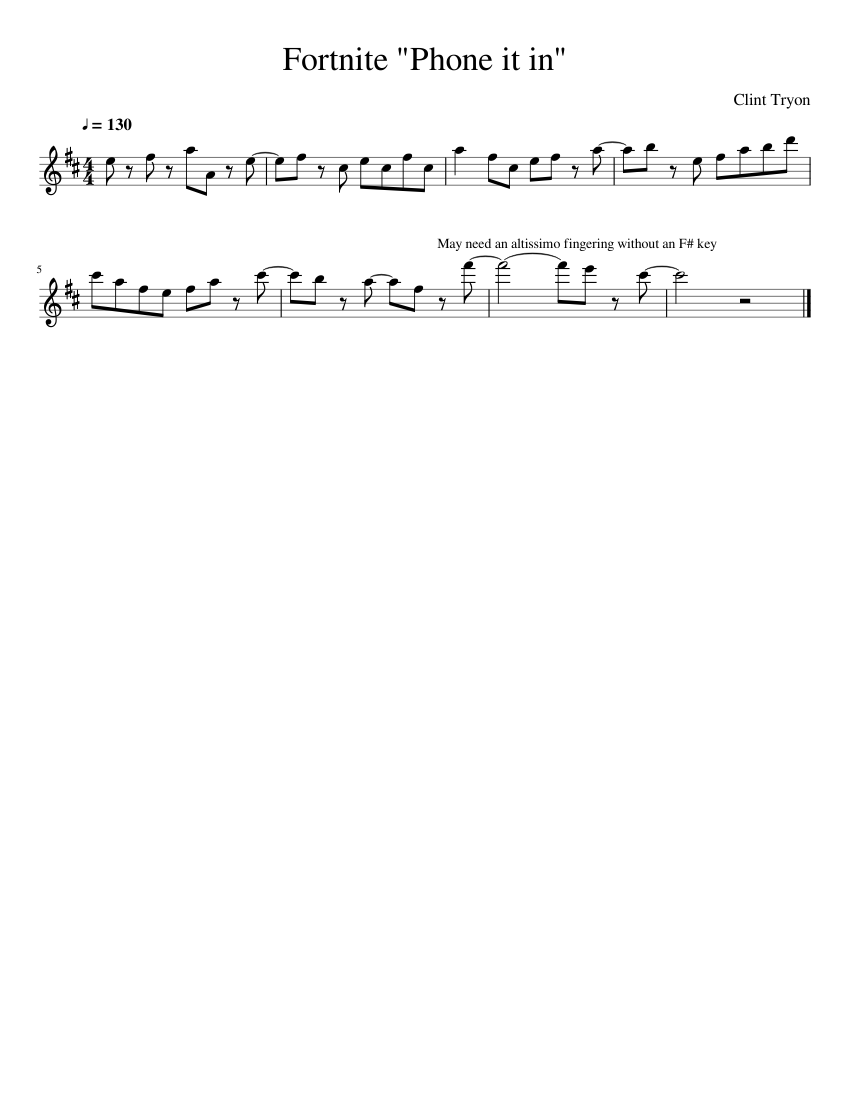Fortnite "Phone it in" Alto Sax Sheet music for Saxophone alto (Solo ...