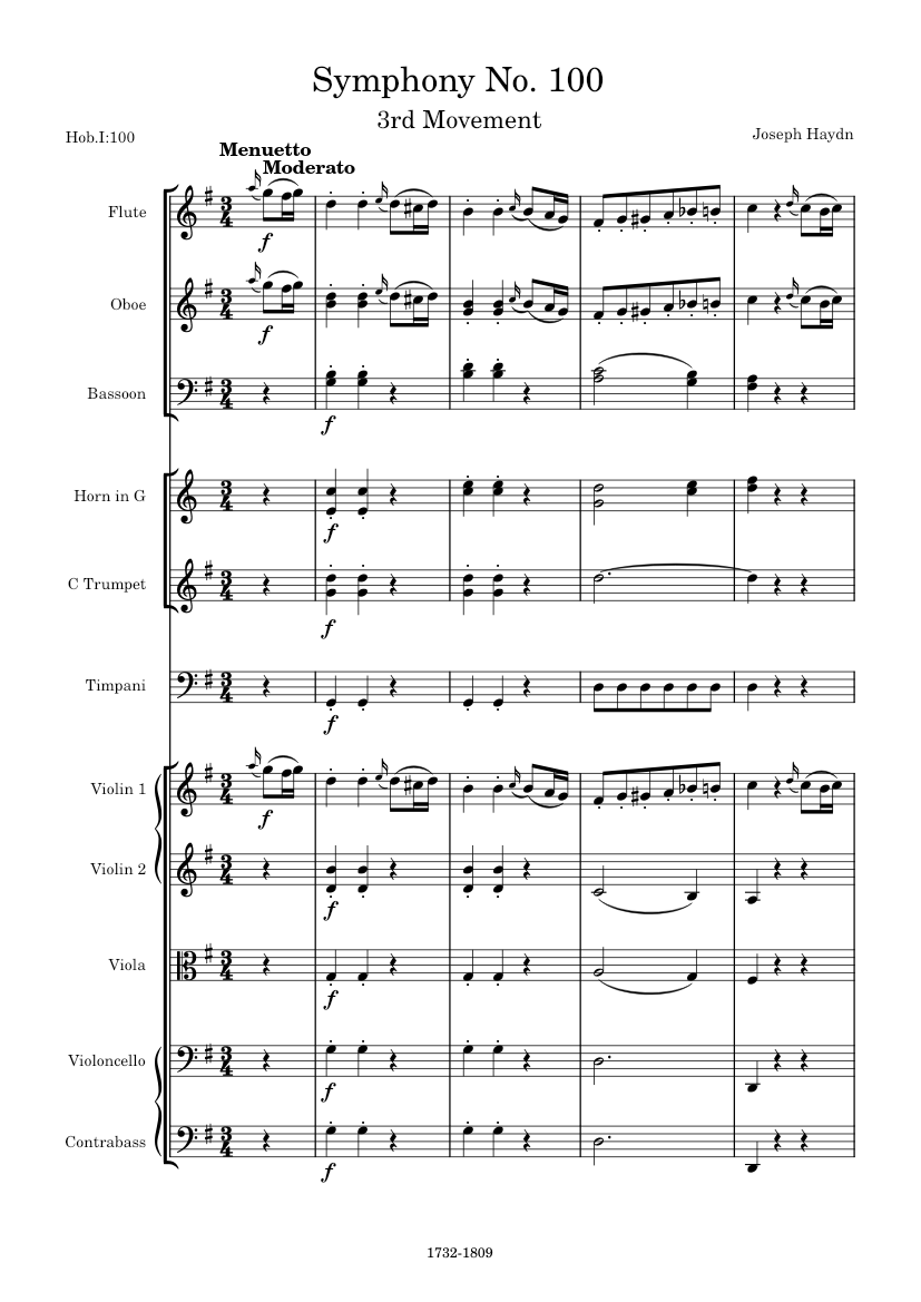Symphony No. 100 in G Major, Hob.I:100, 3rd Movement (Menuetto - Trio ...