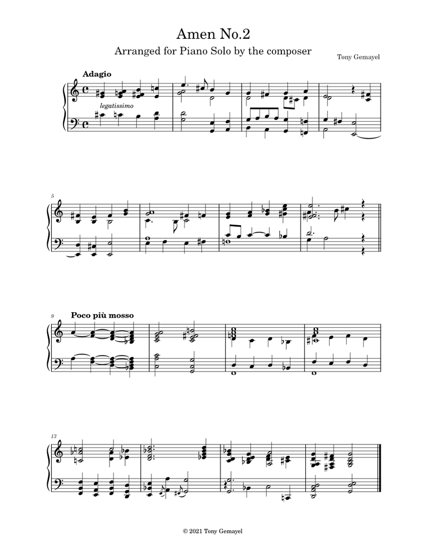 Amen No.2 piano solo - Tony Gemayel Sheet music for Piano (Solo ...