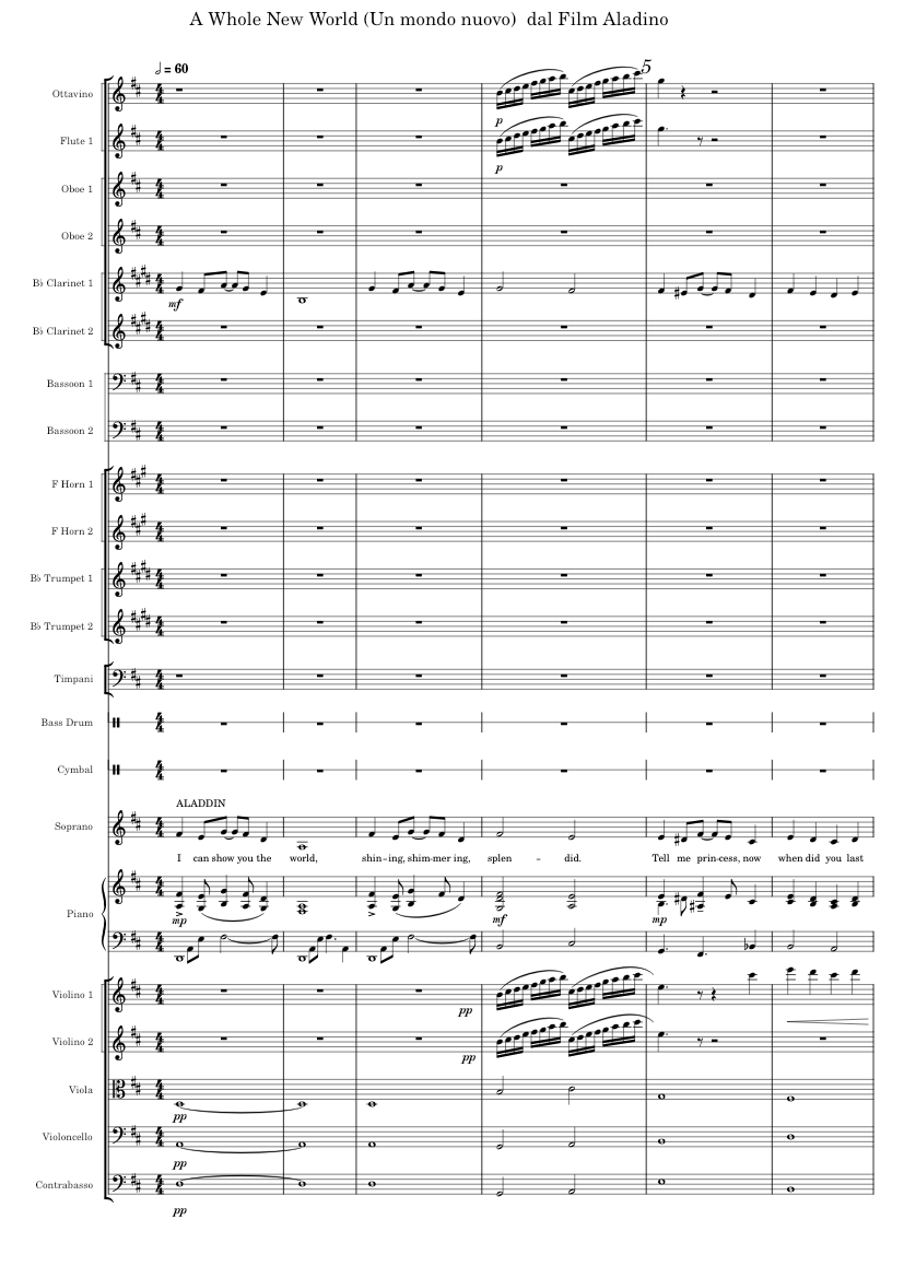 Disney - A Whole New World. by Orchestra Filarmonica Sheet Music for ...