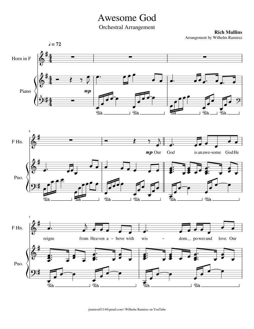 Awesome God by Rich Mullins (Arrangement) Sheet music for Piano, French ...