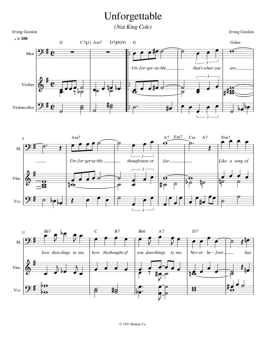 Unforgettable Sheet music for Male, Strings group (Men’s Choir ...