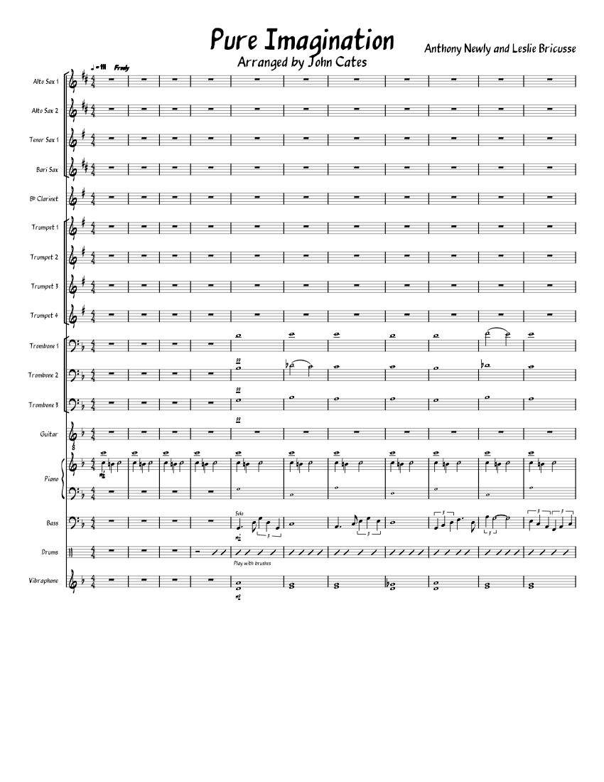 Pure Imagination Sheet music for Piano, Trombone, Clarinet in b-flat ...