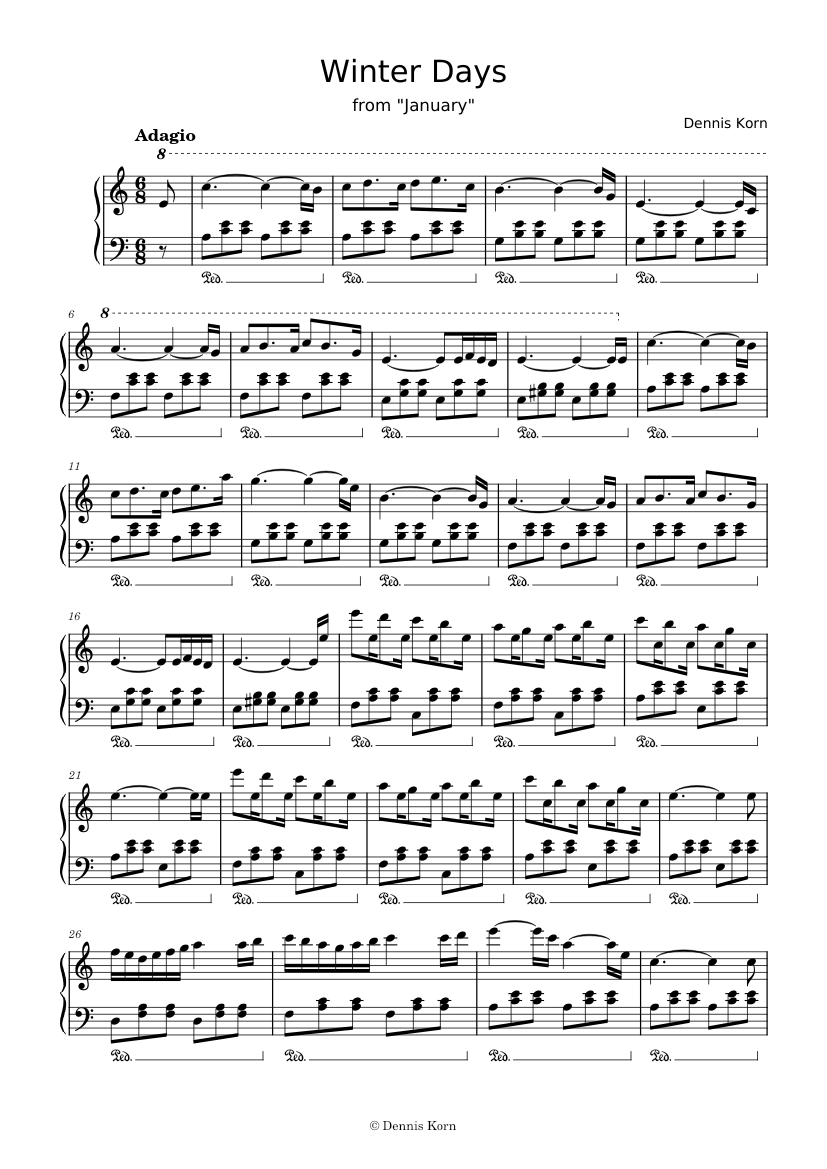 "Winter Days" - Dennis Korn Sheet Music for Piano (Solo) easy ...