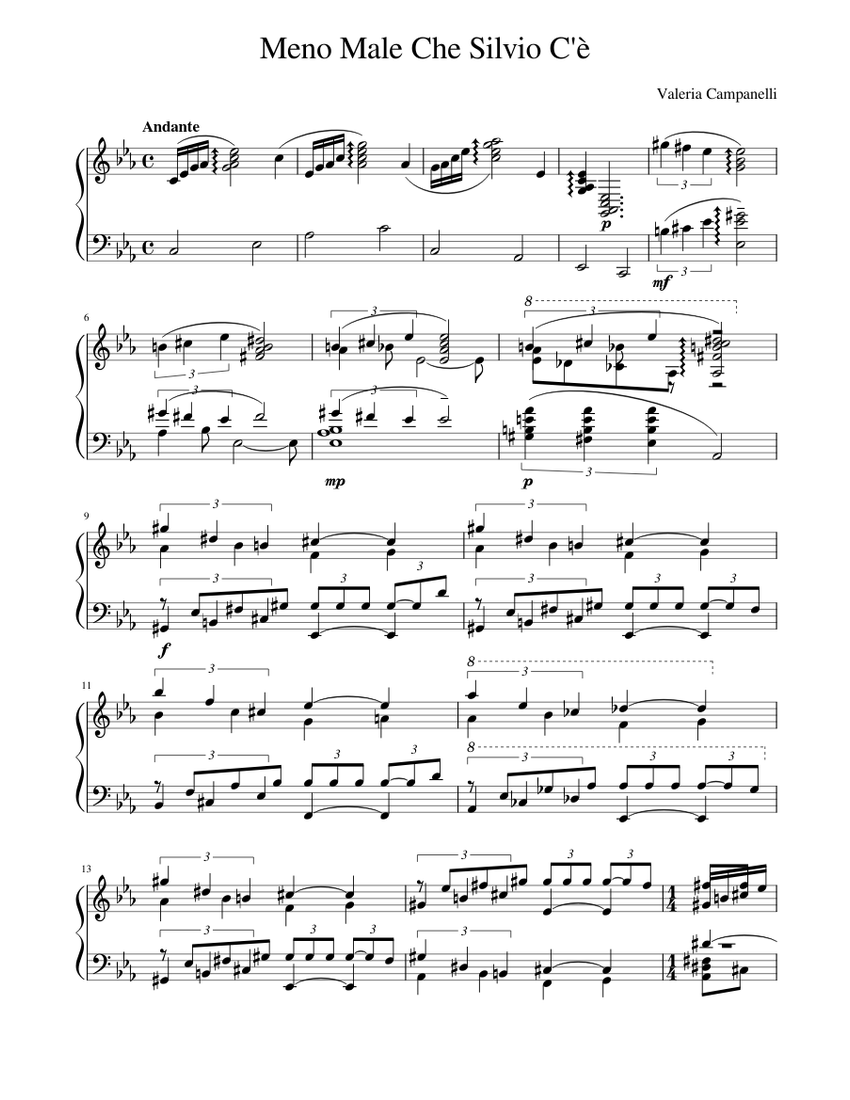 Meno Male Che Silvio C'è Sheet music for Piano (Solo) | Musescore.com