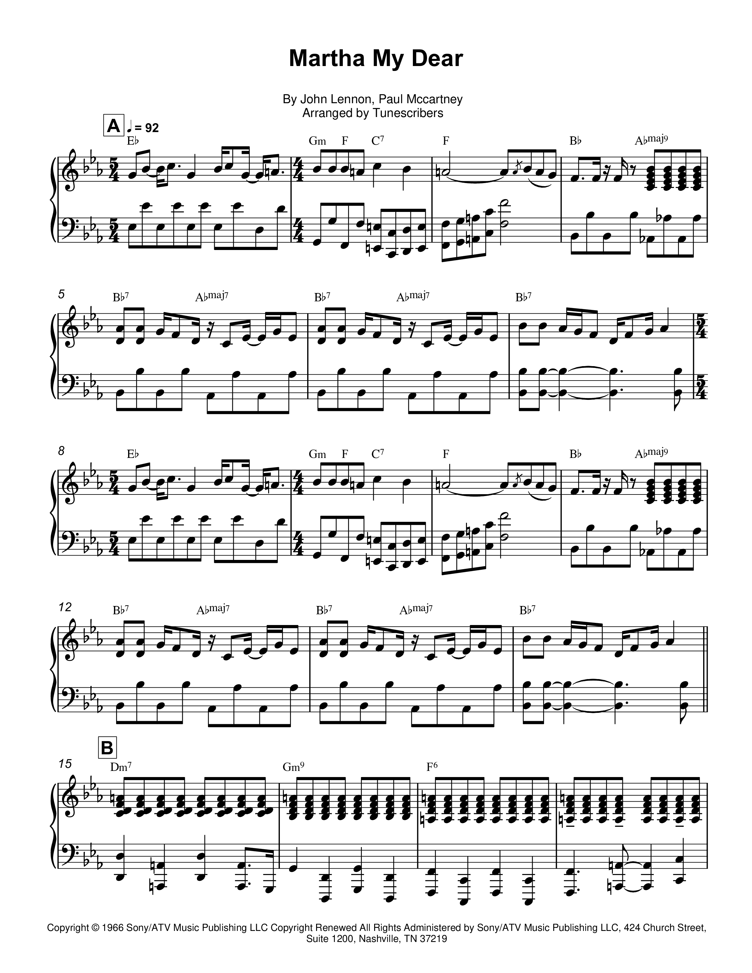 Play Official version of Martha my dear Sheet Music by The Beatles for ...