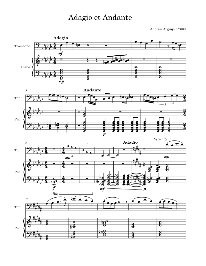 Adagio_et_Andate Sheet music for Piano, Trombone (Solo) | Musescore.com