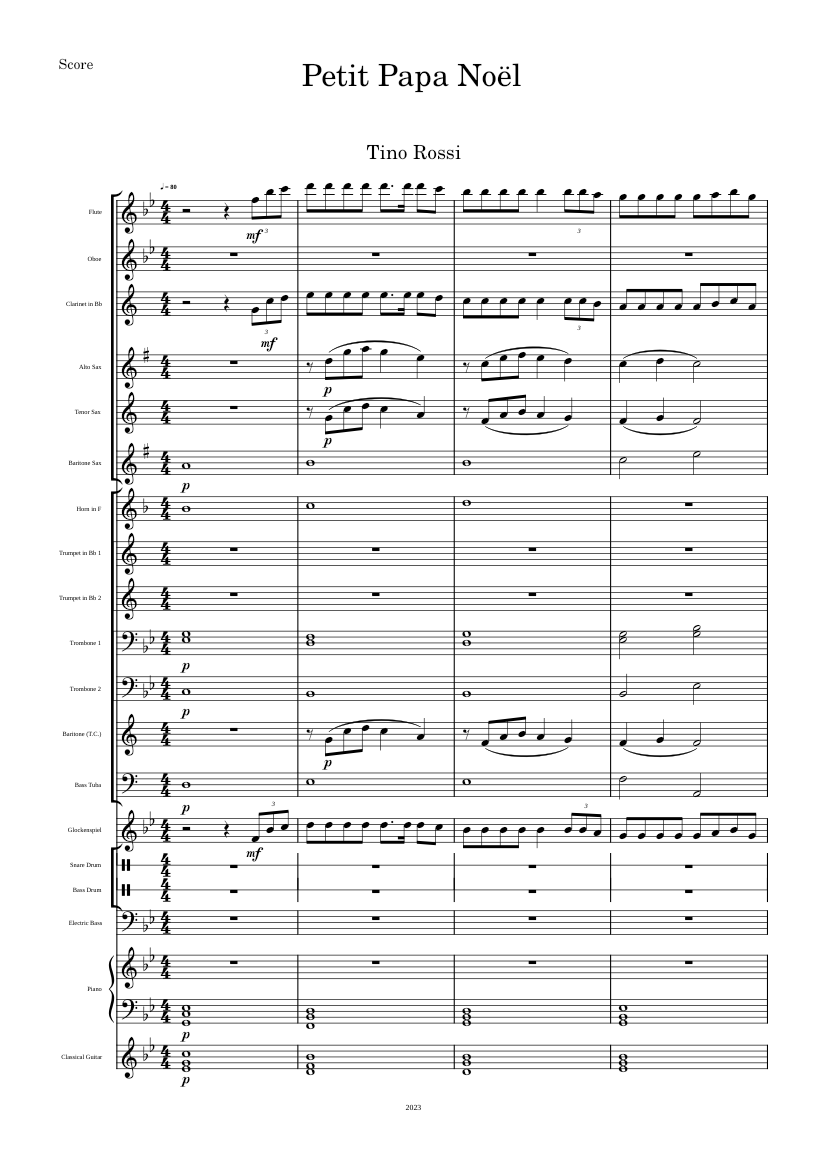 Petit papa noël – Tino Rossi PETIT PAPA NOEL Sheet music for Piano ...