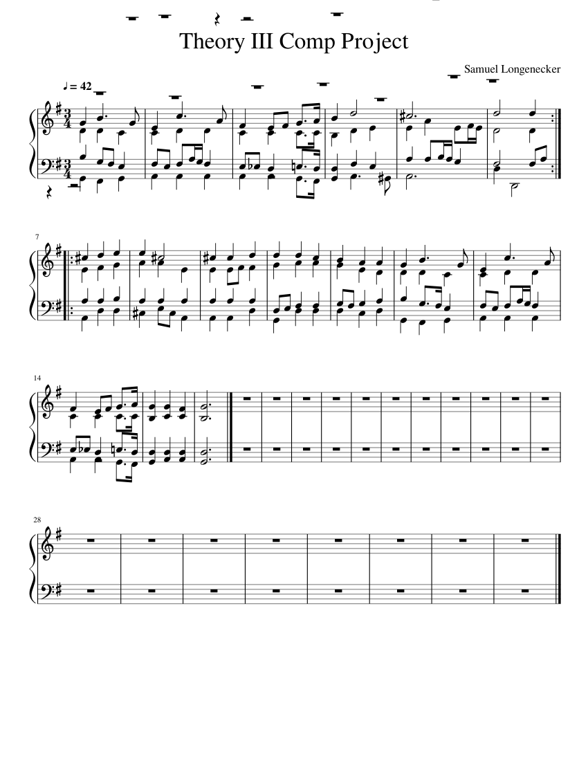 Theory III Comp Project Sheet music for Piano (Solo) | Musescore.com