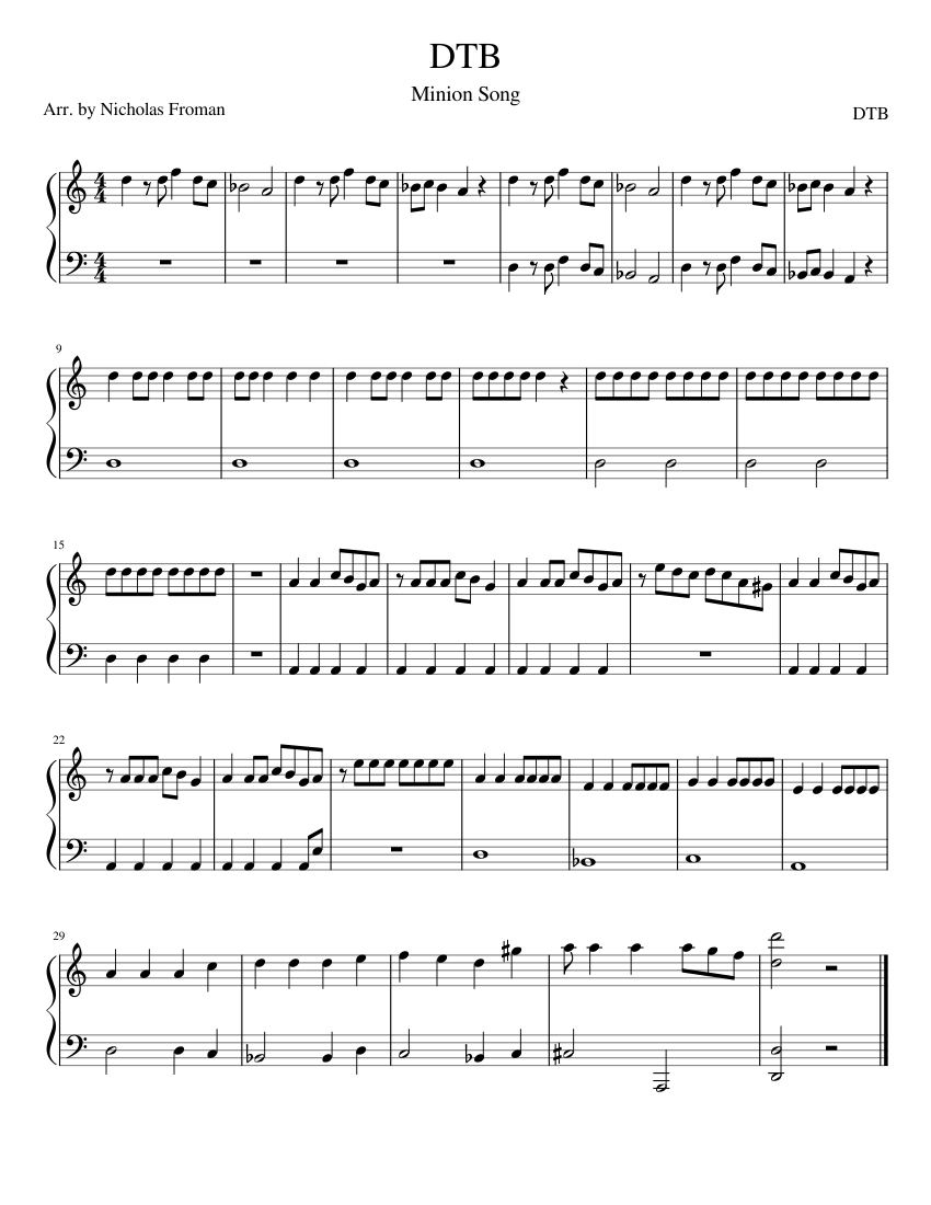 Minion Song DTB Sheet music for Piano (Solo) Easy | Musescore.com
