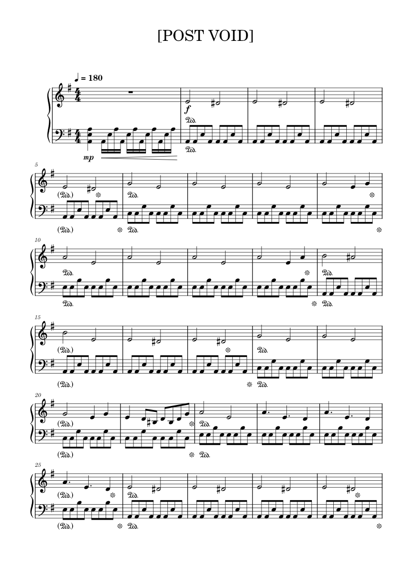 Post Void Single (feat. Ycjy) – Karl Flodin POST VOID Sheet Music for Piano (Solo) | MuseScore.com
