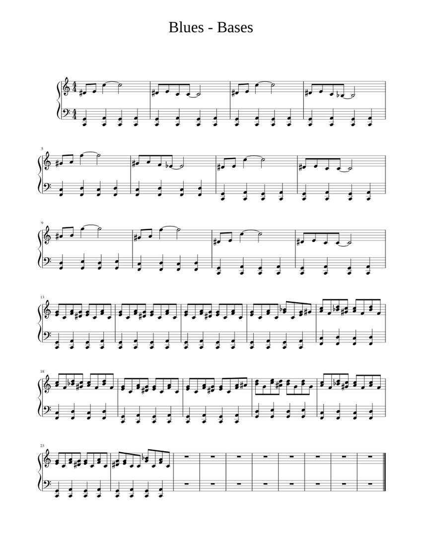 Blues Bases Sheet music for Piano (Solo) Easy | Musescore.com