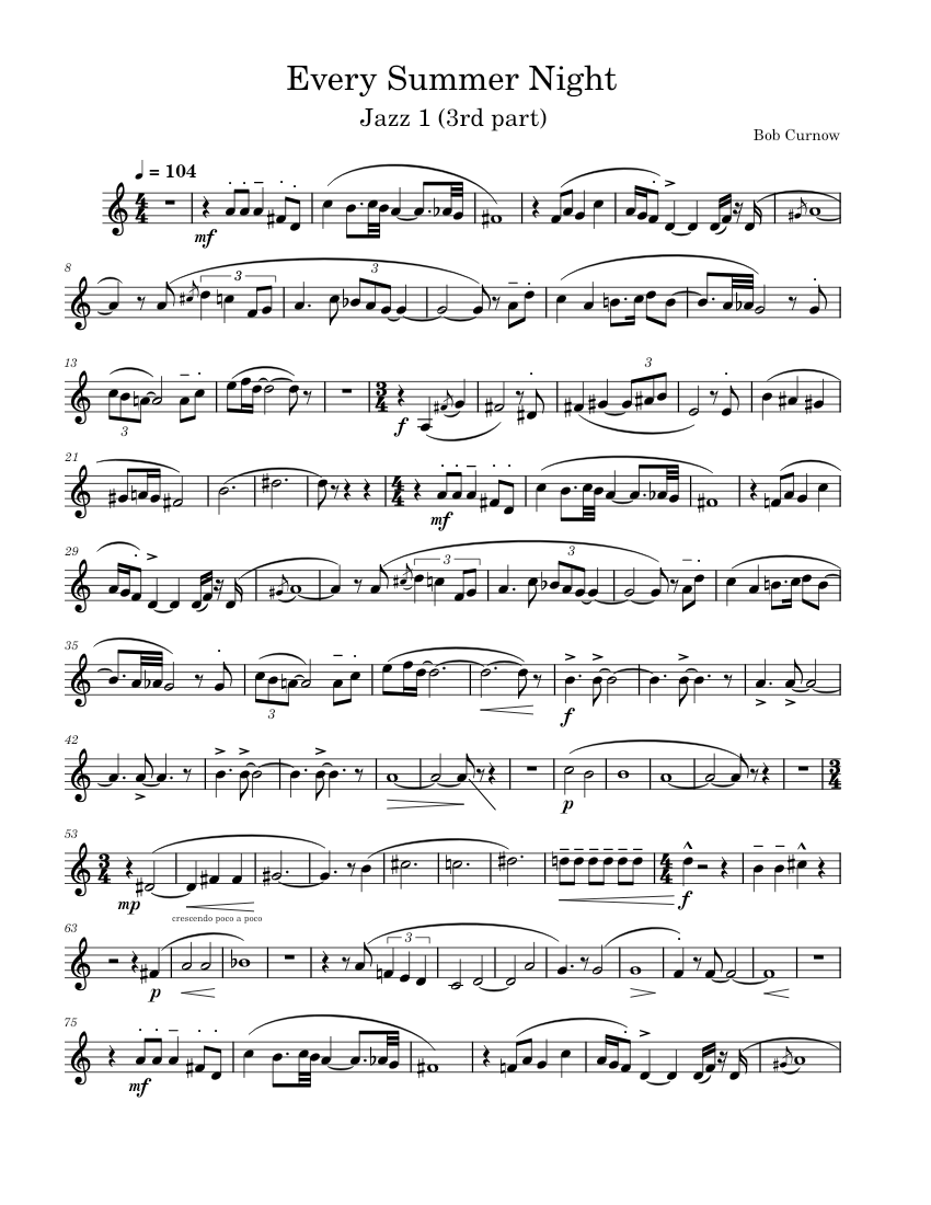 Every Summer Night Sheet music for Trumpet in b-flat (Jazz Band ...