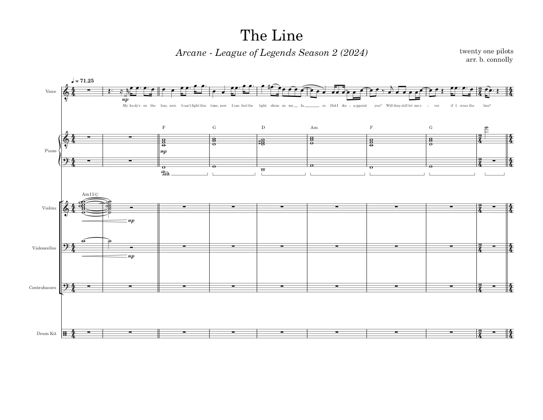 The Line – Twenty One Pilots Sheet music for Piano, Drum group, Strings ...