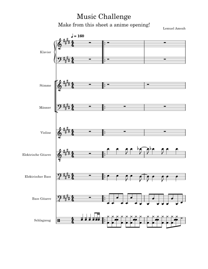 Music Challenge 2.0 Sheet music for Piano, Vocals, Male, Violin & more ...