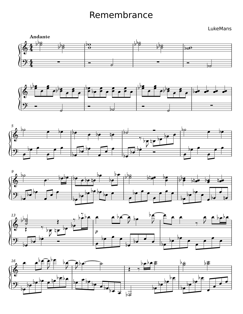 Remembrance Sheet music for Piano (Solo) | Musescore.com