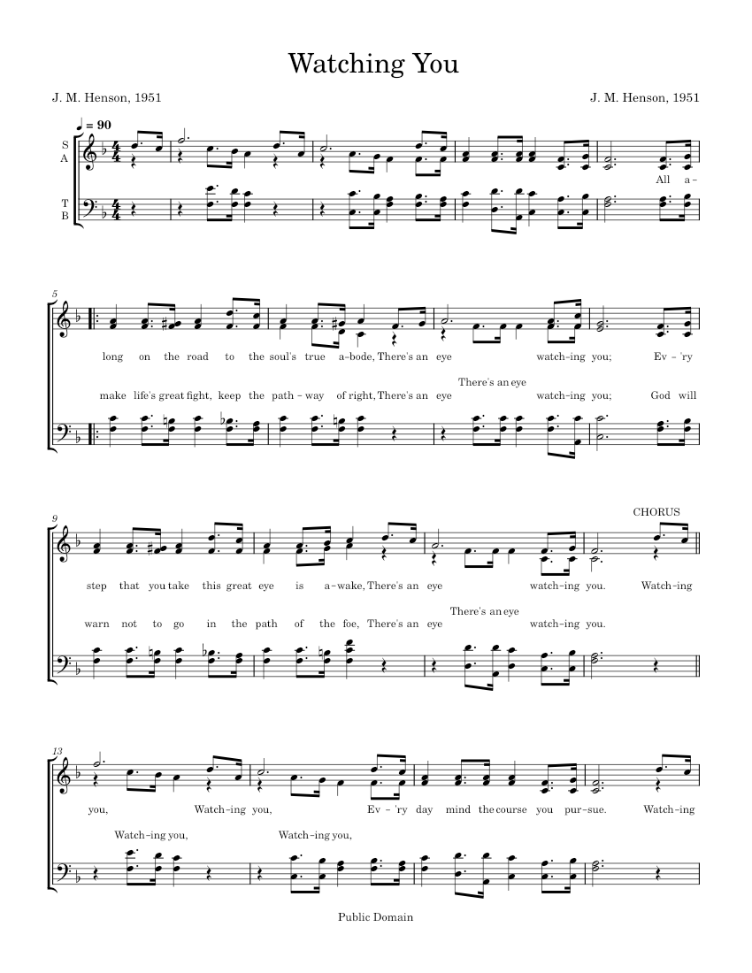 Watching You Sheet Music for Synthesizer (SATB) | MuseScore.com