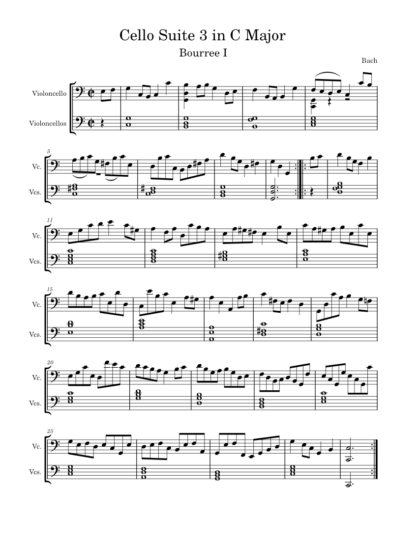 Cello Suite No.3 in C major, BWV 1009 – Johann Sebastian Bach Cello Suite 3 in C Major Sheet ...