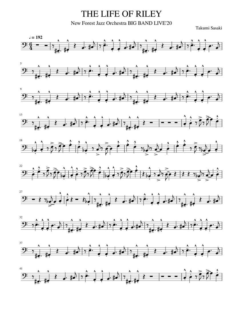 THE LIFE OF RILEY Sheet music for Bass guitar (Solo) | Musescore.com