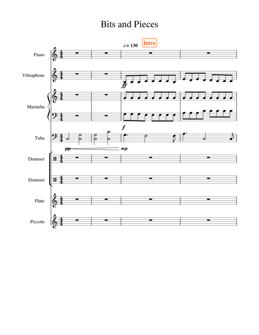 Bits and Pieces Sheet music for Piano, Tuba, Flute piccolo, Flute ...