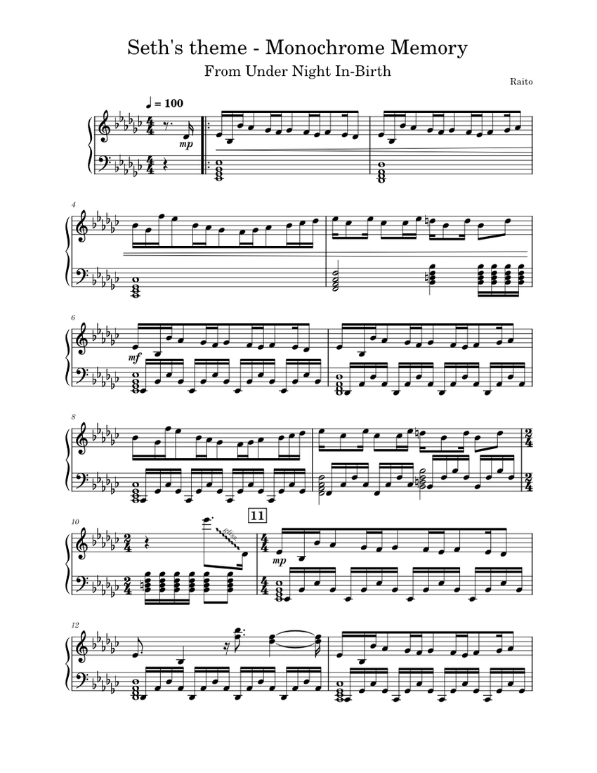 Monochrome Memory – Raito Sheet music for Piano (Solo) | Musescore.com